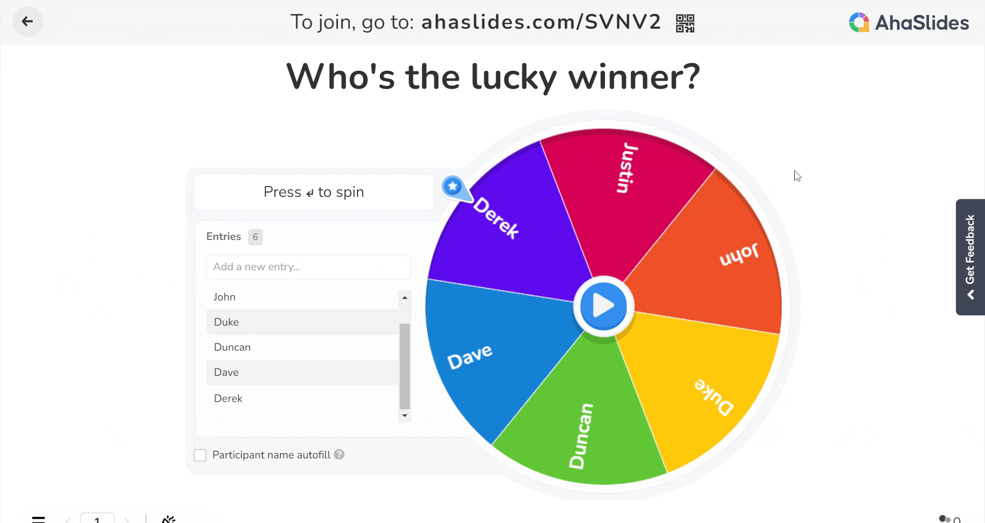 Using the Spinner Wheel | AhaSlides Help