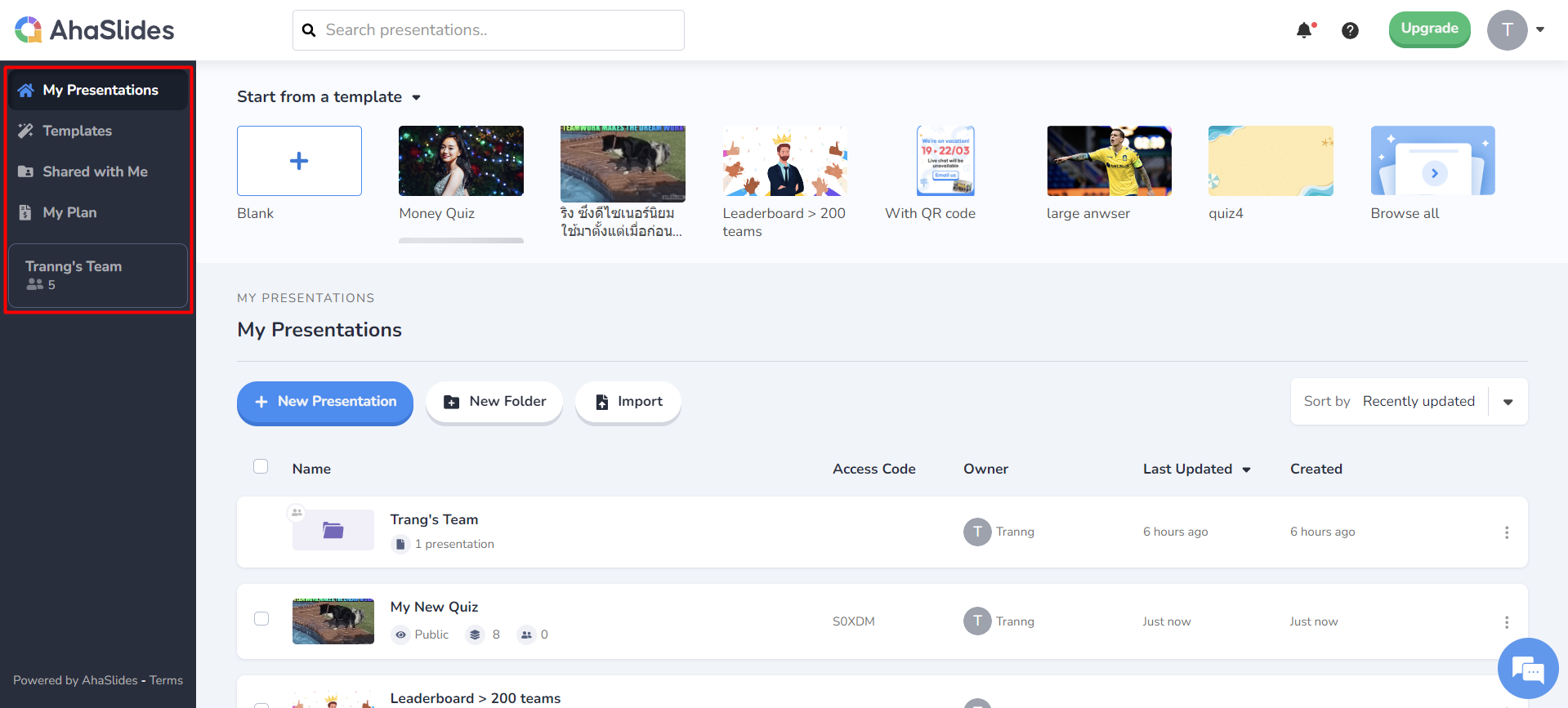 The New AhaSlides Workspace