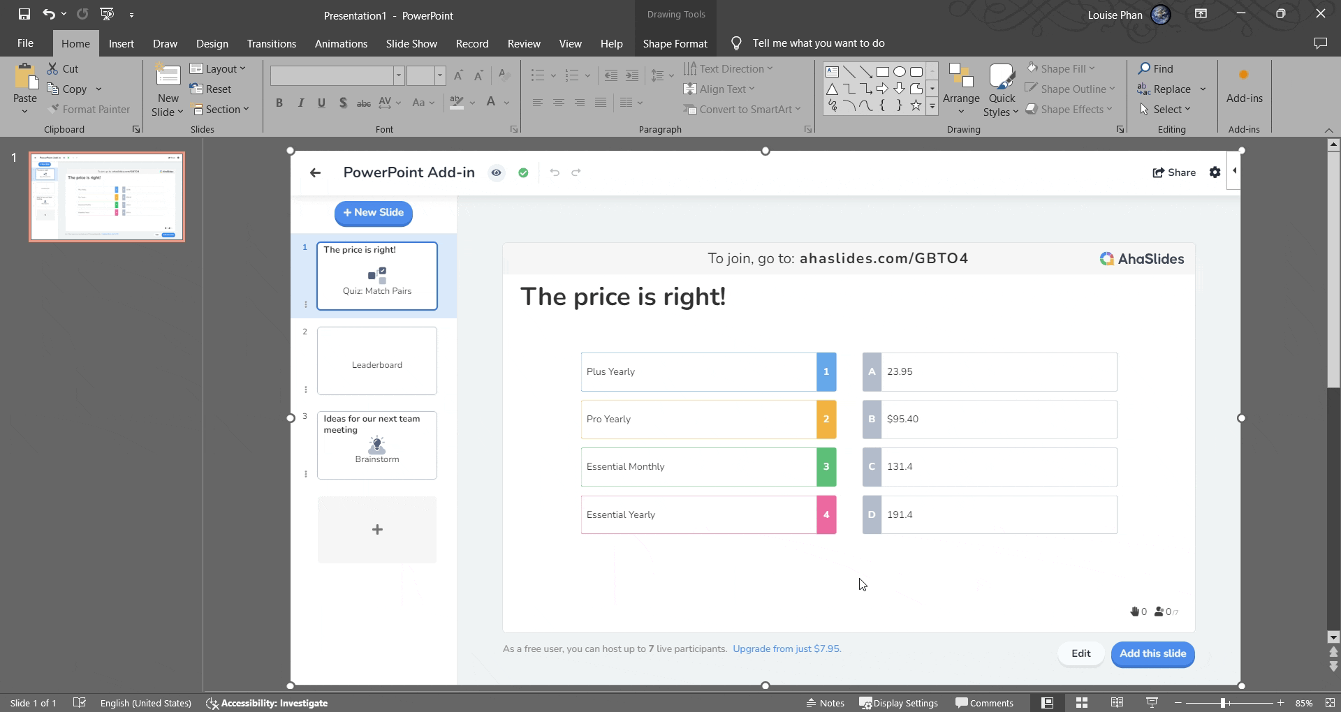 Using PowerPoint's AhaSlides Add-In | AhaSlides Help