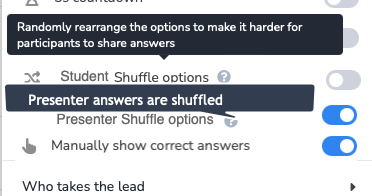 Presenter Shuffle options
